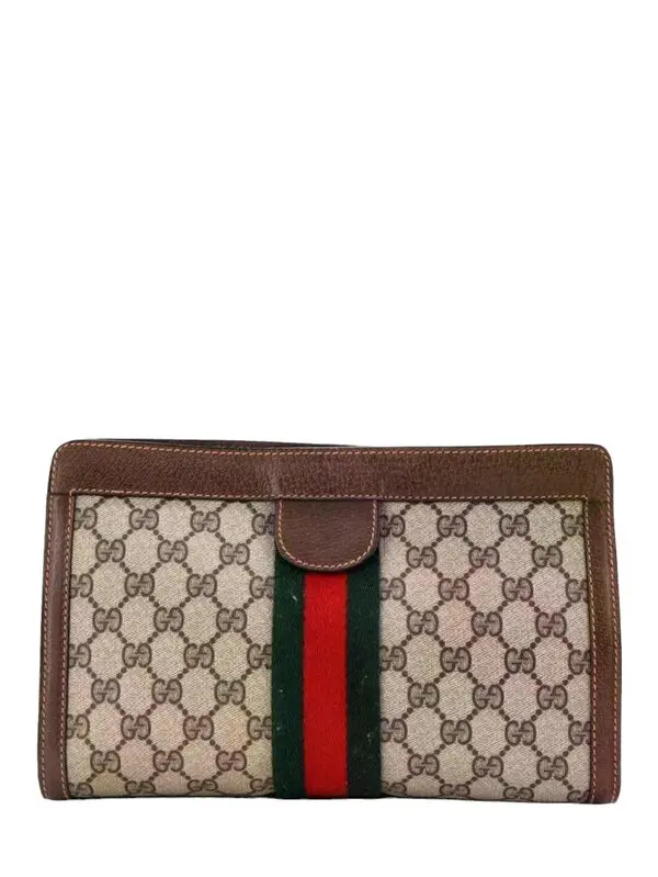 Gucci Vintage Ophidia Frame Gg Coated Canvas Clutch Bag - Brown
