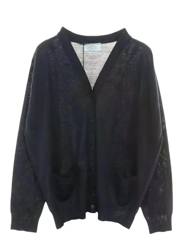 Prada V-neck Wool Cardigan - Blue