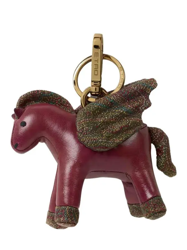 Etro Pegaso Leather Bag Charm - Red