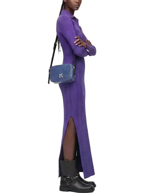 Karl Lagerfeld Logo-plaque Denim Crossbody Bag - Blue