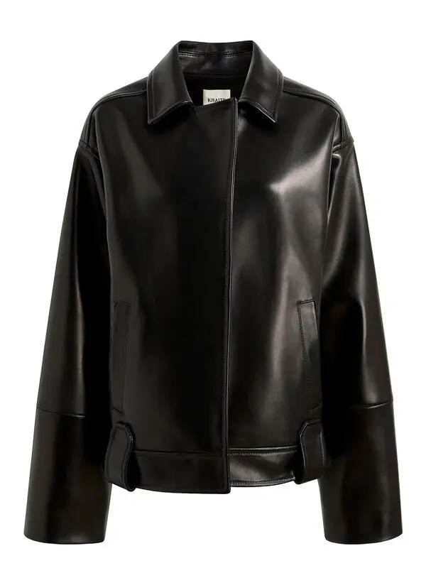 Khaite Alder Plonge Leather Jacket - Black
