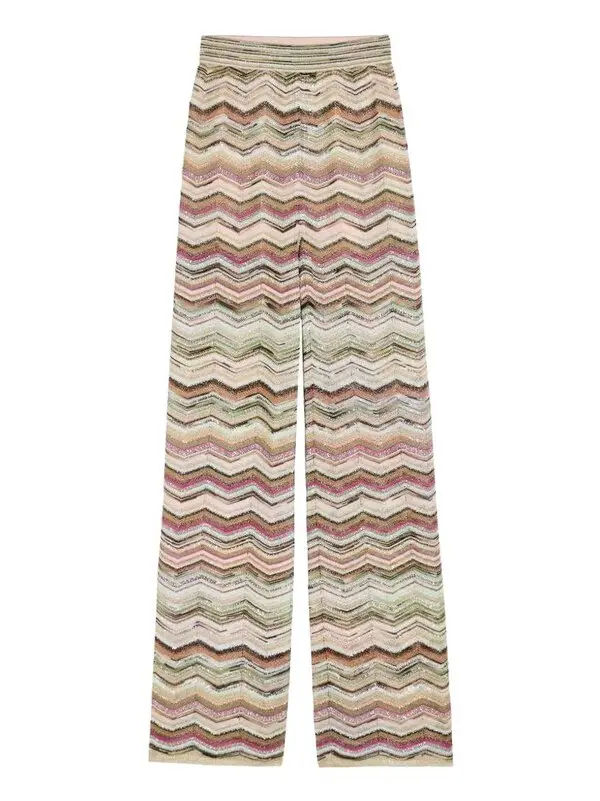 Missoni Zigzag-knit Wide-leg Trousers - Neutrals