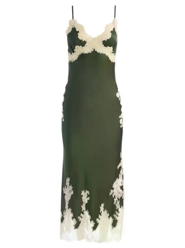 Alice + Olivia Julietta Lace-trim Slip Midi Dress - Green