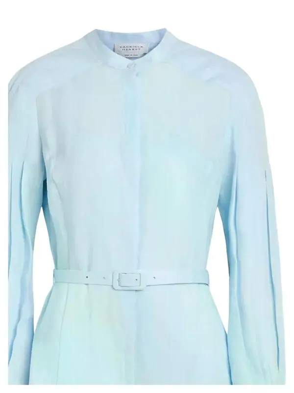 Gabriela Hearst Midi Belted Pleated-sleeve Dress - Blue