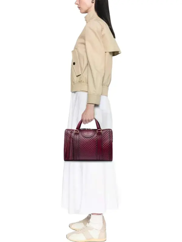 Gucci 2016-2026 Microguccissima Brogue Duilio Boston Bag - Red