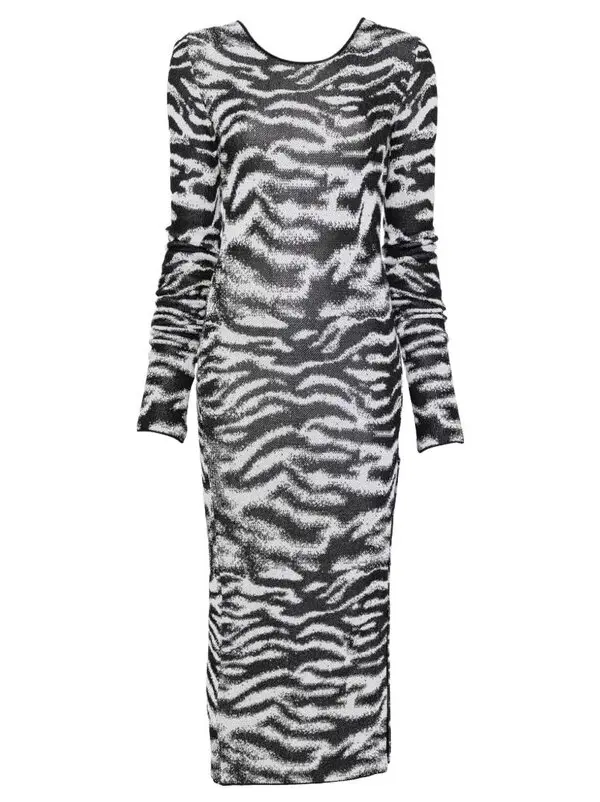 Attico Zebra-print Backless Midi Dress - Black