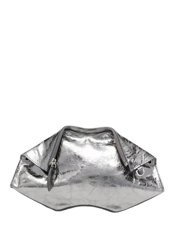 Alexander McQueen Manta Metallic-leather Clutch Bag - Silver