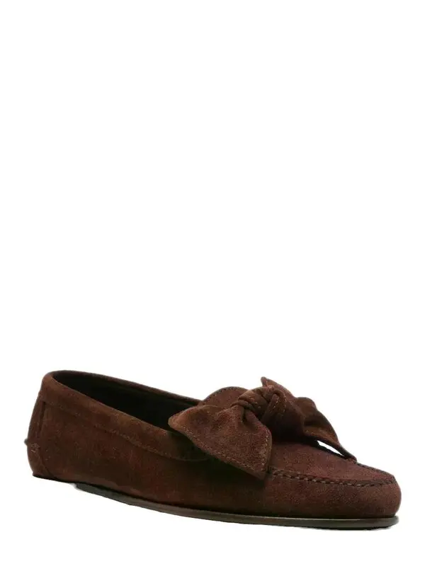 Hereu Bow-detail Suede Loafers - Brown