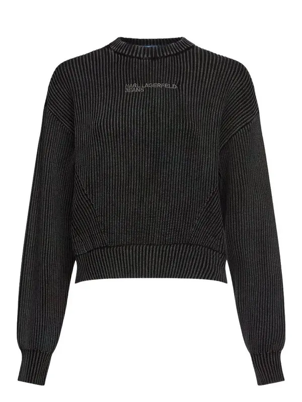 Karl Lagerfeld Logo-embroidered Ribbed-knit Sweater - Black