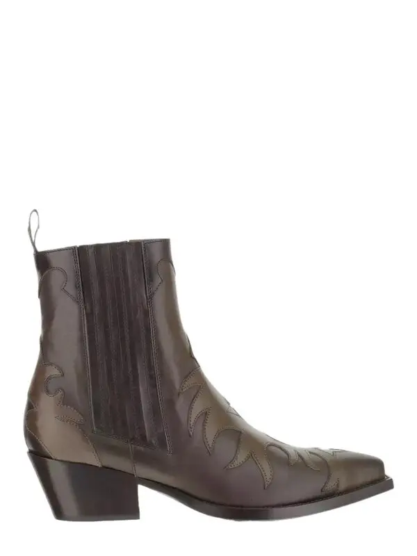 Sartore Decorative-stitching Leather Ankle Boots - Brown