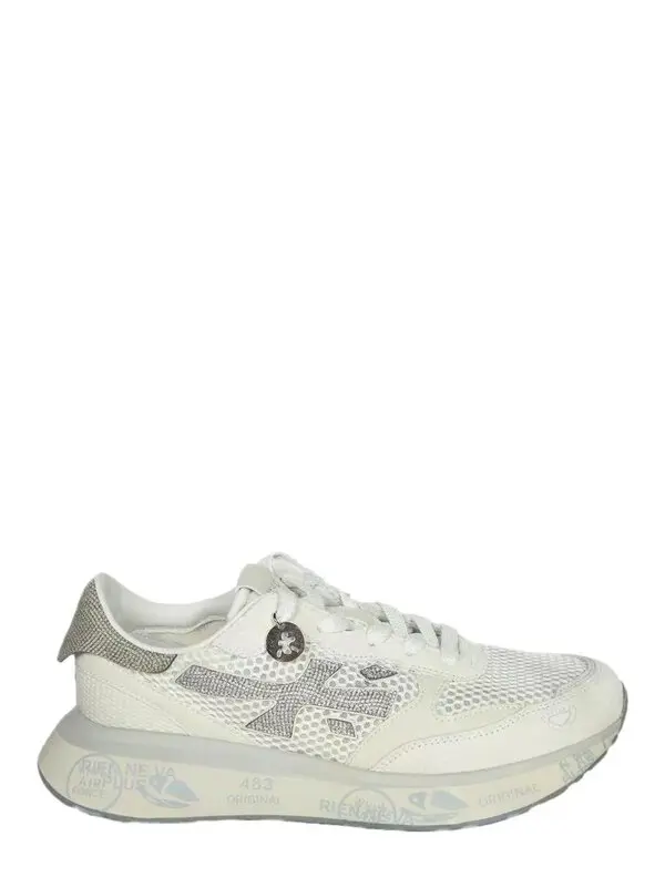 Premiata Mesh-panelled Crystal-embellished Sneakers - Neutrals