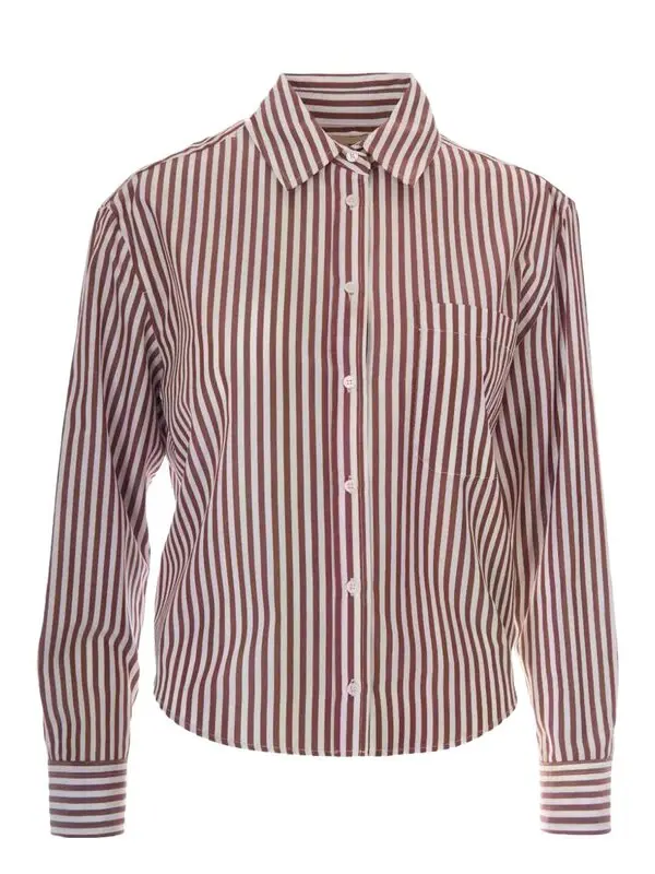 Max Mara Vertical-stripe Chest-pocket Shirt - Brown