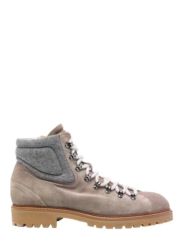 Eleventy Panelled Lace-up Boots - Grey