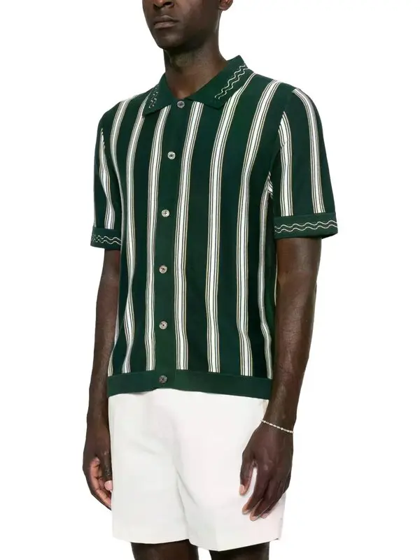 CHE Sawyer Striped Knitted Polo Shirt - Green