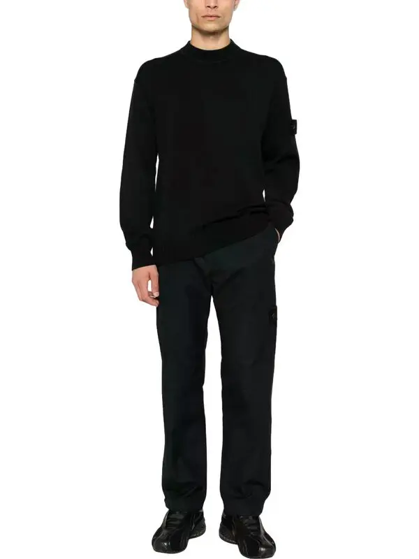 Stone Island Logo-patch Crew-neck Sweater - Black
