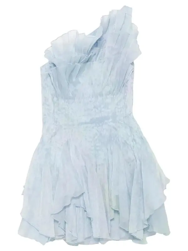 Aje Nisha Ruffled One-shoulder Mini Dress - Blue