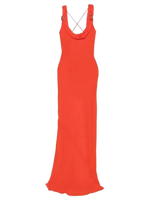 Patrizia Pepe Cowl-neck Ring-detail Dress - Red
