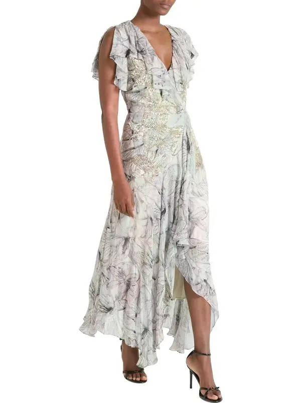 TEMPERLEY LONDON Nerissa Sequin-embellished Ruffled Asymmetric Dress - Neutrals