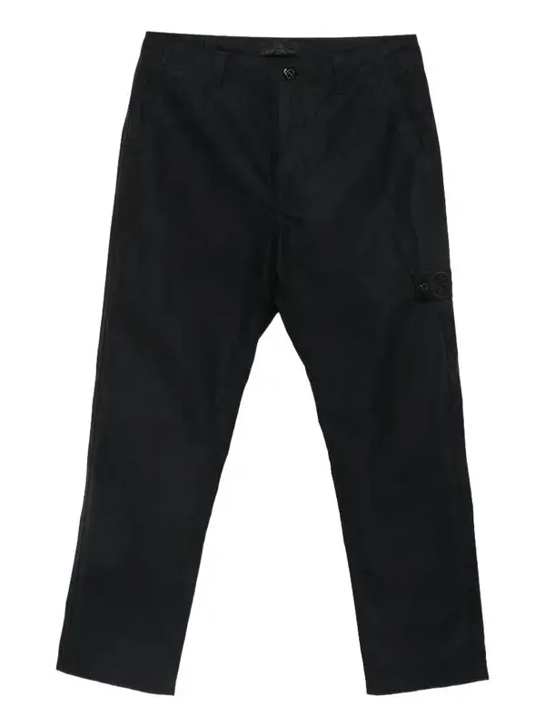 Stone Island Logo-patch Cotton-canvas Trousers - Black