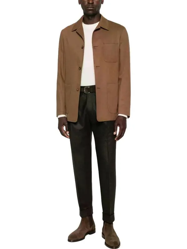 BERWICH Pleated Wool Trousers - Brown