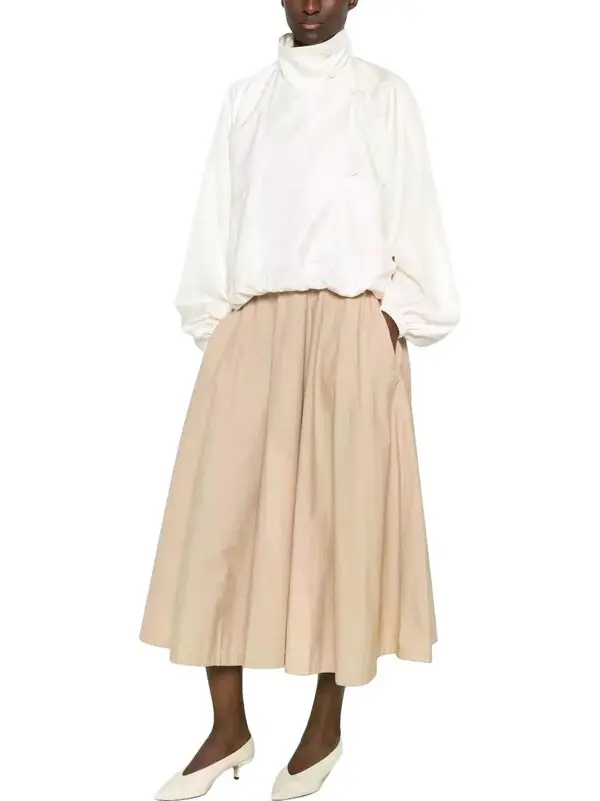 WHITE SAND Pleated Elasticated-waistband Midi Skirt - Neutrals