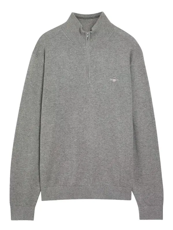 Gant Classic Half-zip Logo-embroidered Sweater - Grey