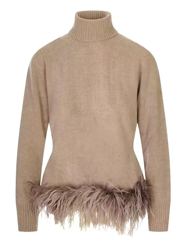 P.a.r.o.s.h Feather-trim Sweater - Neutrals
