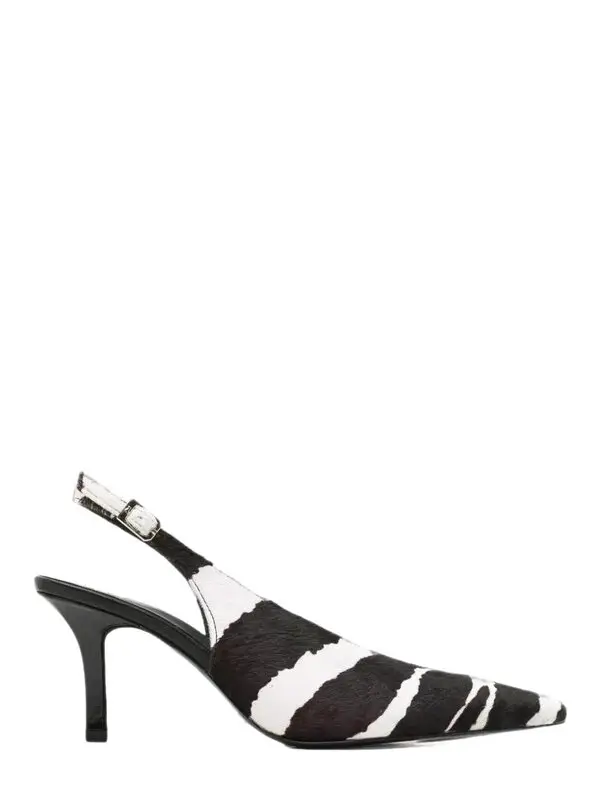Patrizia Pepe Zebra-print Leather Slingback Pumps - Black