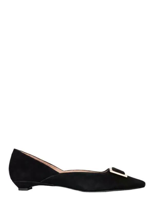 SERGIO MORETTI FIRENZE Buckle-detail Pointed-toe Ballet Flats - Black