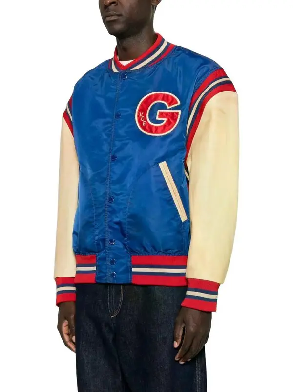 GOLDEN GOOSE Leather-sleeve Journey Bomber Jacket - Blue