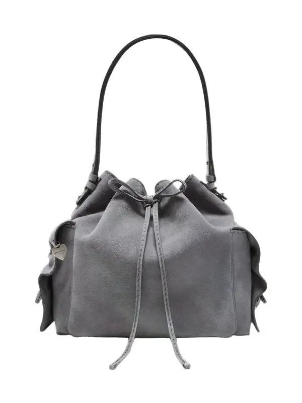 Acne Studios Ruffled Leather Shoulder Bag - Grey