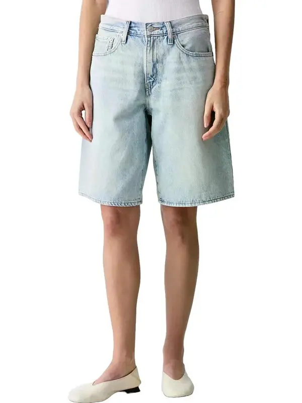 LEVI'S Middy Faded-effect Denim Shorts - Blue