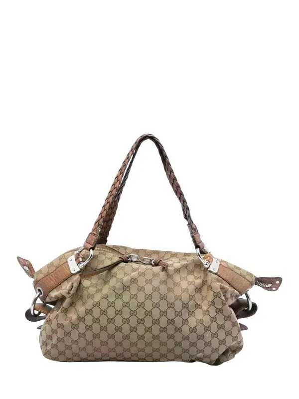 Gucci 2016-2026 Medium Gg Canvas Bamboo Bar Tote Bag - Neutrals