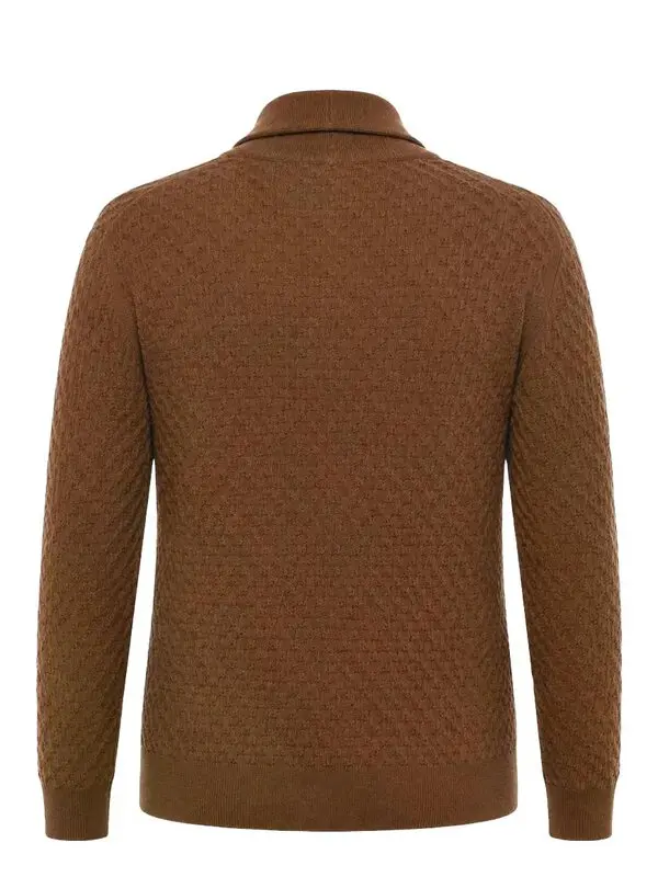 PAOLO PECORA Shawl-collar Waffle-knit Cardigan - Brown