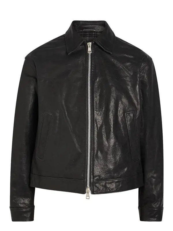 PICANTE Leather Jacket With Zip-up Front - Black