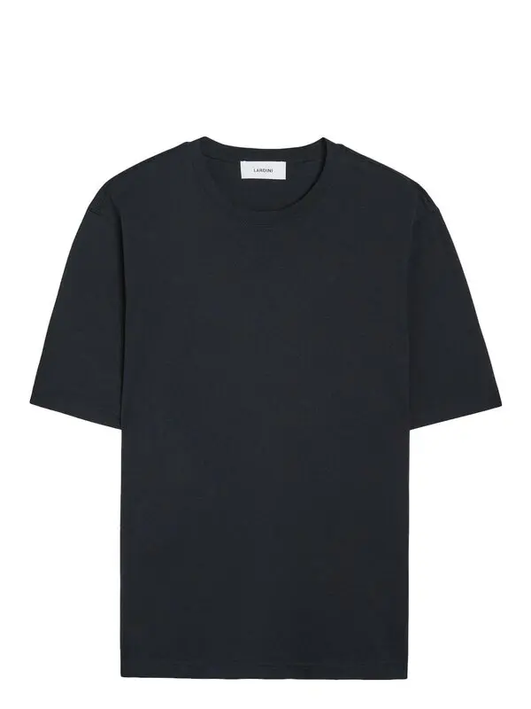 LARDINI Cotton And Silk-blend T-shirt - Navy