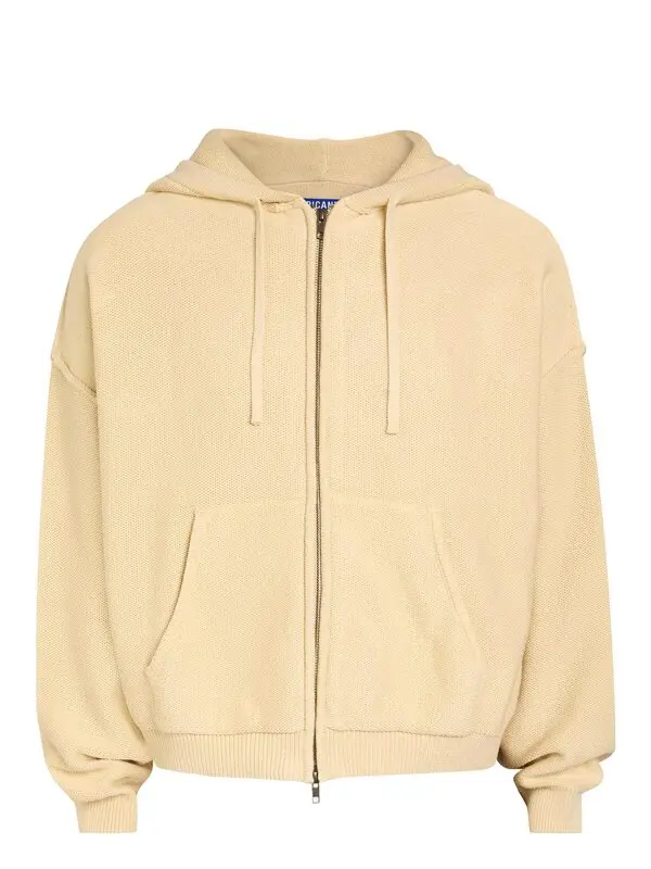 PICANTE Senna Logo Hooded Zip-through Cotton-knit Jumper - Sand