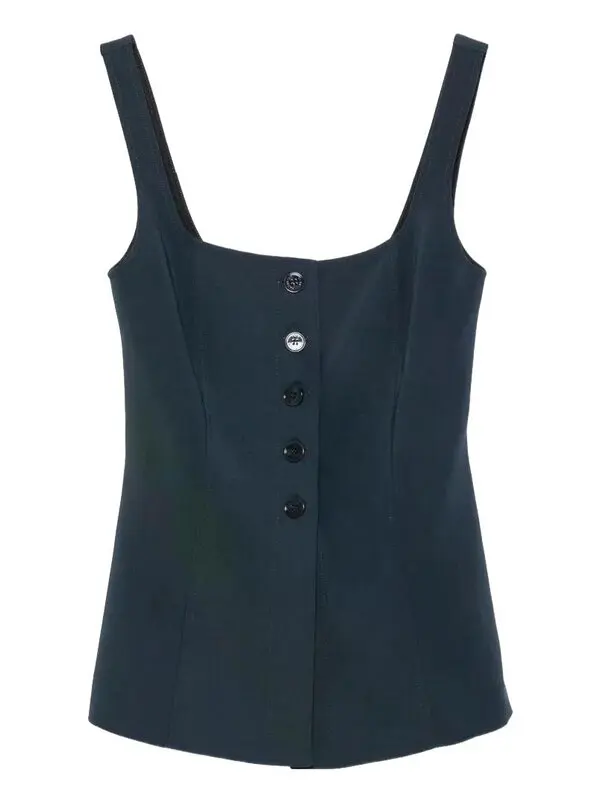 Patrizia Pepe Button-up Stretch-crêpe Top - Blue