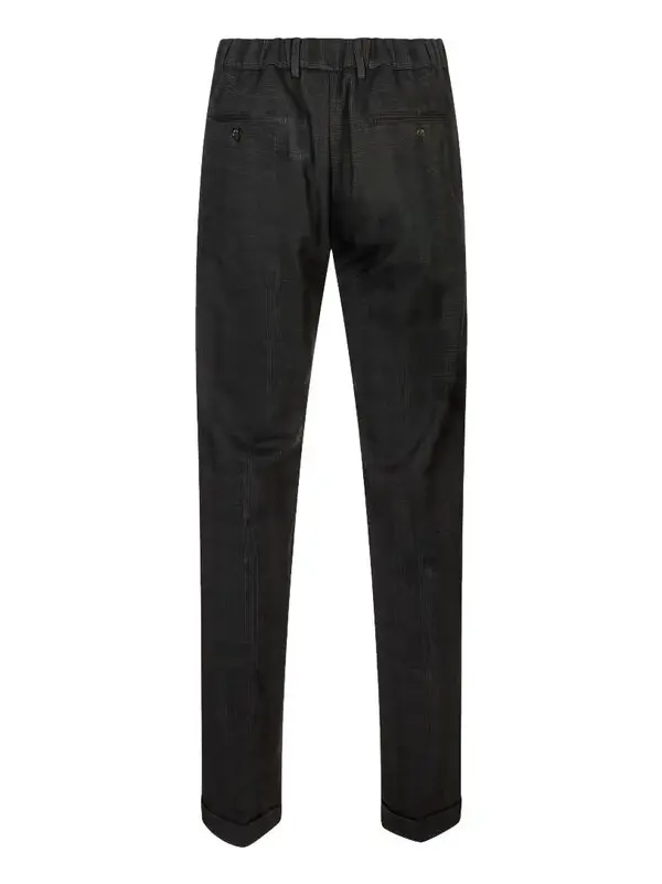 B SETTECENTO Check Pattern Turned-up Trousers - Grey