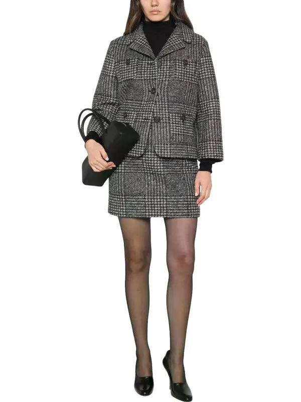 N°21 Check-pattern Button-detail Skirt - Grey