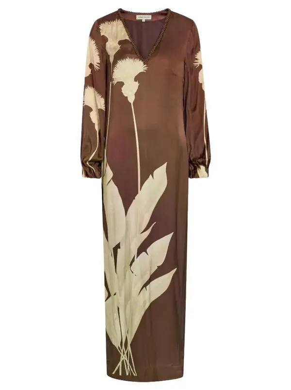ANDRES OTALORA Palmas Floral-print Maxi Dress - Brown