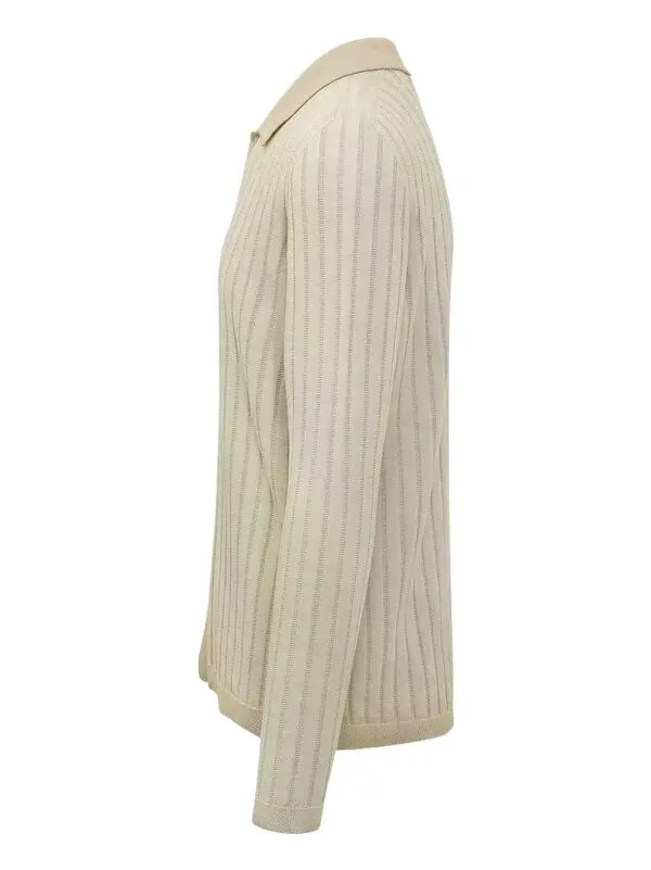 AROVESCIO Ribbed-knit Long-sleeve Shirt - Neutrals