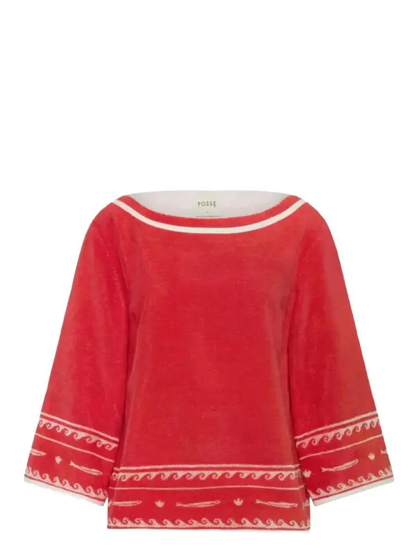 Posse Cody Fish-print Top - Red