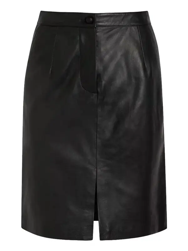 BLAZÉ MILANO Leather Pencil Midi Skirt - Black