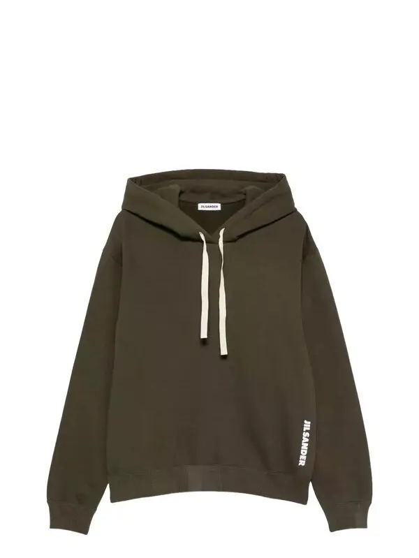 JIL SANDER Logo-print Drawstring Hoodie - Green