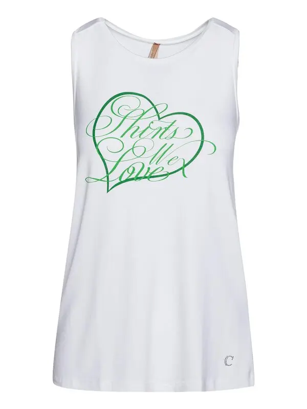 CONQUISTA Racer Back Print Top - White