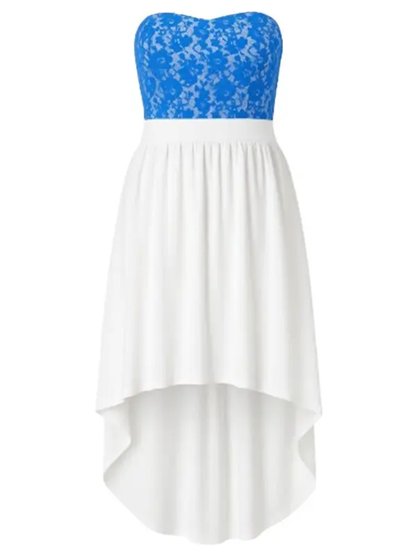CONQUISTA Strapless High-low Dress With Lace Detail - Black