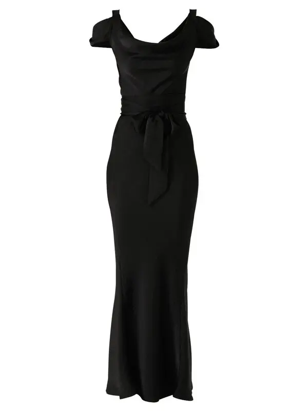 SACHA DRAKE Sigrid Dress In Cupro Satin - Black