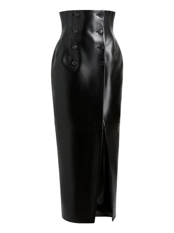 Khaite Luiza High-rise Leather Skirt - Black