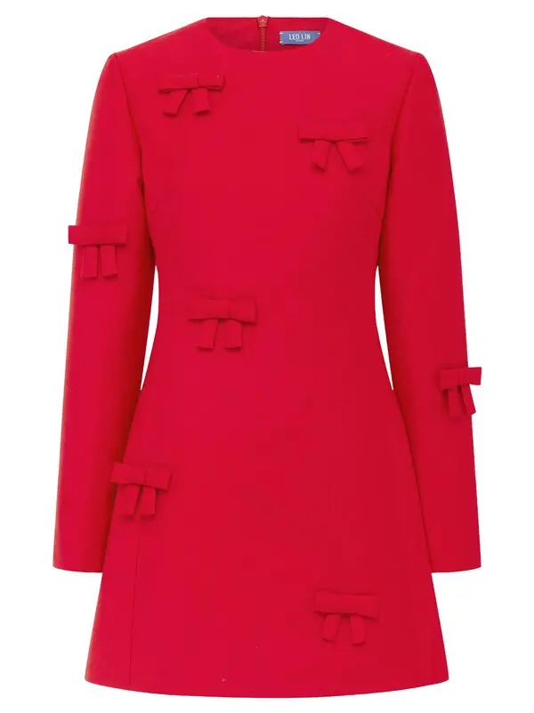 LEO LIN Aliza Bow-embellished Mini Dress - Red